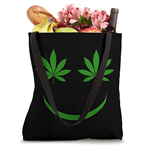 Marijuana Smile Face Smoker Stoner Pothead Happy Weed Tote Bag