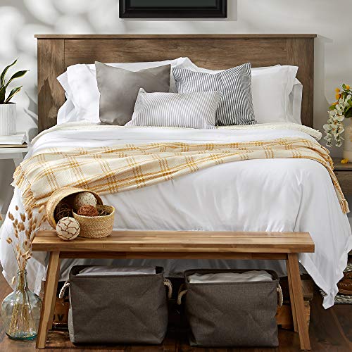 DII Modern Farmhouse Plaid Collection Cotton Fringe Throw Blanket, 50x60, White/Honey Gold