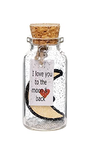 MUZRUYOU Romantic Gifts for Her or Him -I Love You to The Moon and Back - Cute Decorative Jar - Love Present for Boyfriend, Girlfriend, Husband, Wife (Moon in a Bottle)