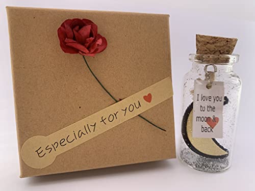 MUZRUYOU Romantic Gifts for Her or Him -I Love You to The Moon and Back - Cute Decorative Jar - Love Present for Boyfriend, Girlfriend, Husband, Wife (Moon in a Bottle)