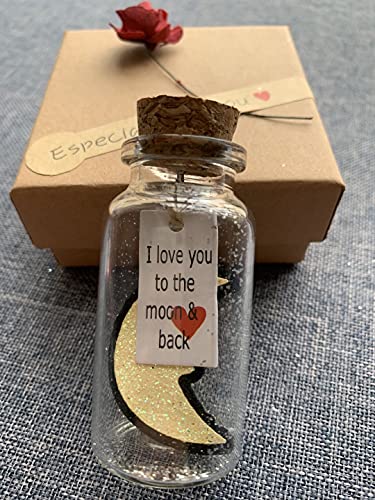 MUZRUYOU Romantic Gifts for Her or Him -I Love You to The Moon and Back - Cute Decorative Jar - Love Present for Boyfriend, Girlfriend, Husband, Wife (Moon in a Bottle)