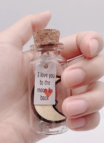 MUZRUYOU Romantic Gifts for Her or Him -I Love You to The Moon and Back - Cute Decorative Jar - Love Present for Boyfriend, Girlfriend, Husband, Wife (Moon in a Bottle)