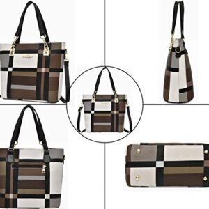 6-Pcs Handbags Set for Women Faux Leather Tote Bag Fashion Top-Handle Handbag Shoulder Bags Crossbody Totes Satchel Purses & Wristlet Wallet Purse Set-Gray