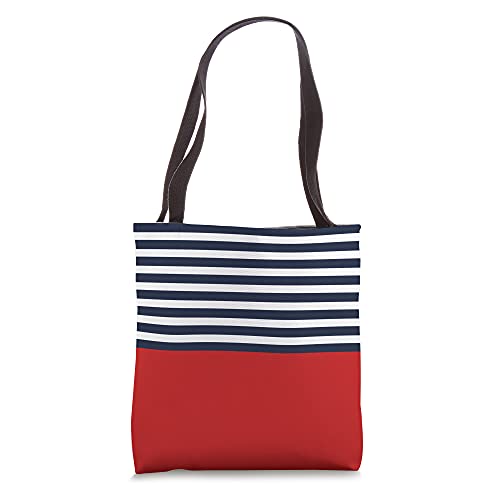 1950s Vintage Red White and Navy Blue Retro Stripe Tote Bag