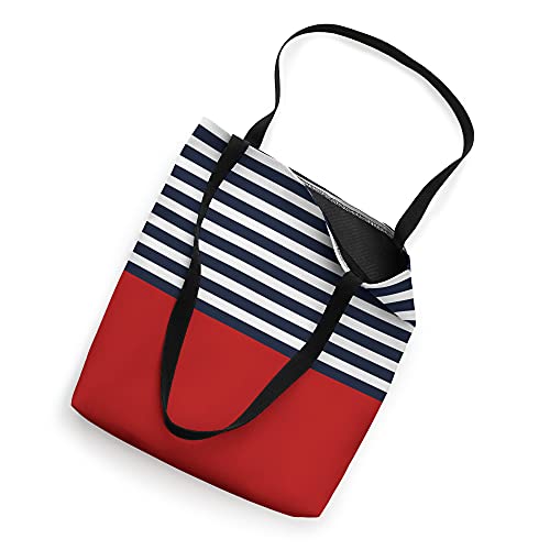 1950s Vintage Red White and Navy Blue Retro Stripe Tote Bag