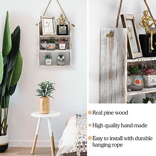 Luxspire Bathroom Shelves Wall Hanging Shelf, 3 Tier Rustic Wooden Floating Shelf Storager for Bedroom Living Room Bathroom Decor,Plant Towel Toilet Paper Shelves Over Toilet Organiser Rack, Relax