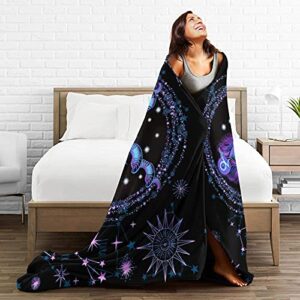 Aries Throw Blanket Flannel Constellations Blanket Warm & Soft 12 Horoscope Astrology Throw Blankets Constellation Theme Home Décor 50"X40"