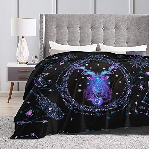 Aries Throw Blanket Flannel Constellations Blanket Warm & Soft 12 Horoscope Astrology Throw Blankets Constellation Theme Home Décor 50"X40"