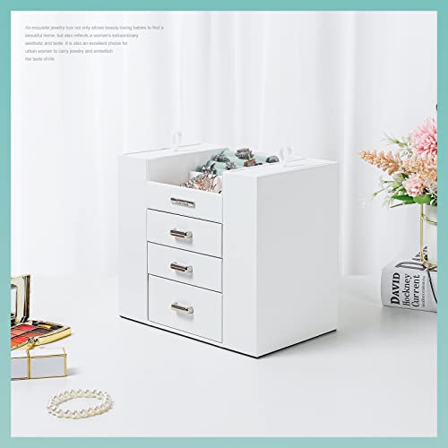 Homde Jewelry Organizer for Girls Women Jewelry Box Necklaces Rings Earrings Display Stand Jewelry Storage Holder Case for Bracelets Watches Sunglasses (White + Light Green)