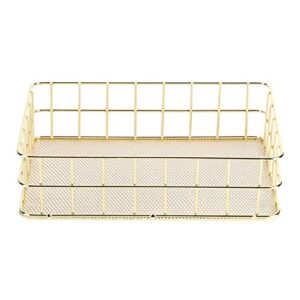 storage basket, golden wrought iron storage basket for storage durable metal storage baskets pantry organizer bins baskets multifunctional wire mesh desktop storage organizer for home