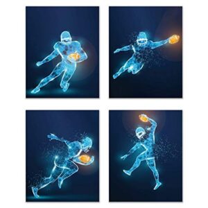 football x-ray wall art decor prints – set of 4 (8×10) inch unframed poster photos – bedroom