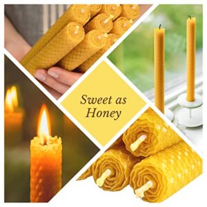 Greenfreshlab Handmade Beeswax Taper Candles - 6 Pack of 10 Inch Candles, Dripless, Smokeless & Soot-Free, 5-6 Hour Burn Time, Natural Honey Scent - Great Dinner Candles, 3 Birthday Candles Included