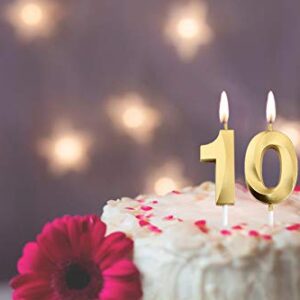 10th Birthday Candles,Gold Number 10 Cake Topper for Birthday Decorations Party Decoration