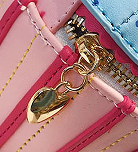 QZUnique Women's PU Leather Shoulder Bag Novelty Ice Cream Shaped Crossbody Bags Cute Phone Chain Bag Handbag Messenger Portable Bag