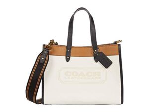 coach color-block coach badge field tote 30 chalk multi one size