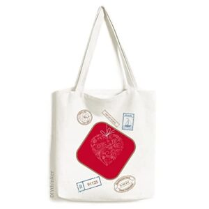 heart shaped flowers vines valentine’s day stamp shopping ecofriendly storage canvas tote bag