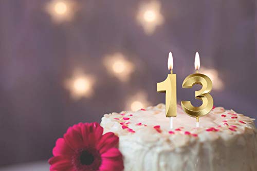 13th Birthday Candles,Gold Number 13 Cake Topper for Birthday Decorations Party Decoration