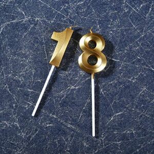 18th Birthday Candles,Gold Number 18 Cake Topper for Birthday Decorations Party Decoration