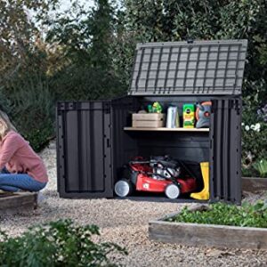 Keter Store-It-Out Prime 4.3 x 2.3 Foot Resin Outdoor Storage Shed with Easy Lift Hinges, Perfect for Trash Cans, Yard Tools, and Pool Toys, Black