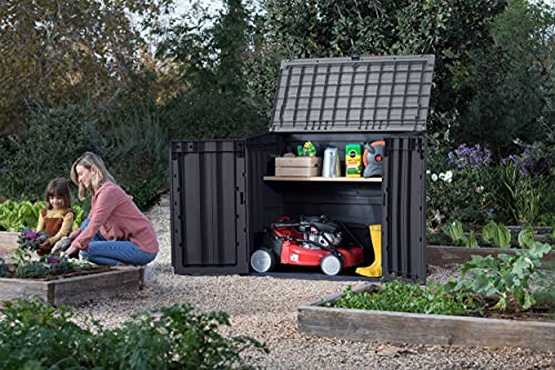 Keter Store-It-Out Prime 4.3 x 2.3 Foot Resin Outdoor Storage Shed with Easy Lift Hinges, Perfect for Trash Cans, Yard Tools, and Pool Toys, Black