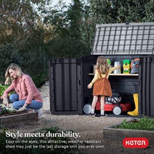 Keter Store-It-Out Prime 4.3 x 2.3 Foot Resin Outdoor Storage Shed with Easy Lift Hinges, Perfect for Trash Cans, Yard Tools, and Pool Toys, Black