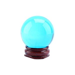 Zerodis Healing Crystal Natural Ball, Quartz Crystal Healing Ball Asian Rare Natural Royal Blue Sphere 40mm with Wood Stand Home Decor Gift