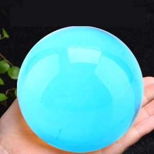 Zerodis Healing Crystal Natural Ball, Quartz Crystal Healing Ball Asian Rare Natural Royal Blue Sphere 40mm with Wood Stand Home Decor Gift