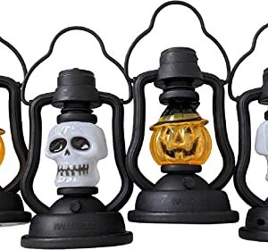 The Electric Mammoth LED Halloween Candles – Set of 4 – Light Up Flashing Pumpkin Skull Lantern Decoration – Fun Decor for Work, School, Office or Home