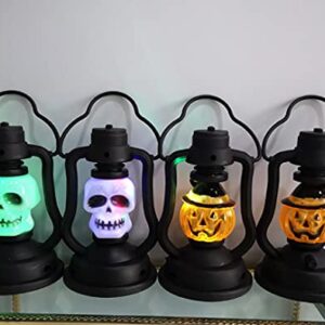 The Electric Mammoth LED Halloween Candles – Set of 4 – Light Up Flashing Pumpkin Skull Lantern Decoration – Fun Decor for Work, School, Office or Home