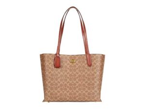 coach coated canvas signature willow tote tan rust one size