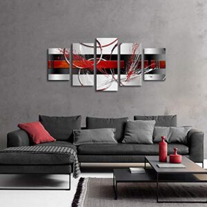 Black Red Picture - Abstract Circle Wall Art - Abstract Square Picture, Circle Line, Black and Red Canvas Painting, Abstract Canvas Wall Art, Livingroom Wall Decor (A,40"Wx20"H)