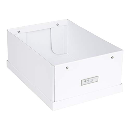 Bigso Katia Collapsible Storage Box | Photo Storage Box with Labelframe for Easy Identification | Simple Assembly without Tools | Decorative Storage Boxes with Lids | 11.3″ x 15.4″ x 6.4″ | White