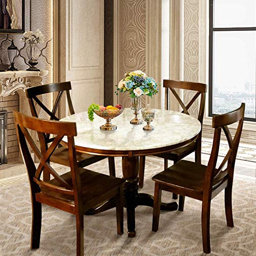 Harper & Bright Designs 5-Piece Farmhouse Round Dining Table and Padded Chair Set-Round Dining Table with Cushion Chairs, Wood Dining Table Set for Family Dining Area