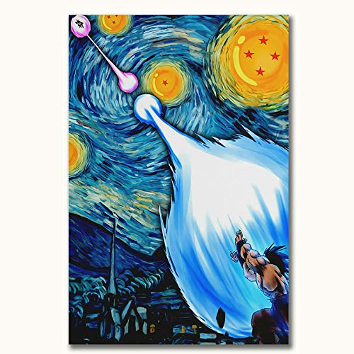 Starry Night Theme Wall Poster Dragonball Z Starry Night Print Poster 16" x 24" Bedroom Living, Unframed