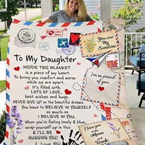 Fleece Blanket to My Daughter from Mom Dad You are My Sunshine Blanket Ultra-Soft Micro Light Weight Warm Bed Throw Blanket (to My Daughter, 80"x60")