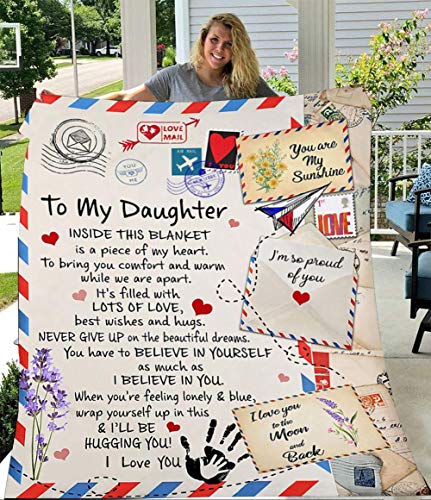 Fleece Blanket to My Daughter from Mom Dad You are My Sunshine Blanket Ultra-Soft Micro Light Weight Warm Bed Throw Blanket (to My Daughter, 80"x60")