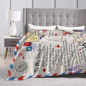 Fleece Blanket to My Daughter from Mom Dad You are My Sunshine Blanket Ultra-Soft Micro Light Weight Warm Bed Throw Blanket (to My Daughter, 80"x60")