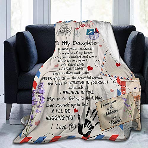 Fleece Blanket to My Daughter from Mom Dad You are My Sunshine Blanket Ultra-Soft Micro Light Weight Warm Bed Throw Blanket (to My Daughter, 80"x60")