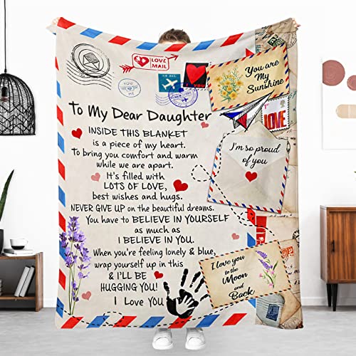 Fleece Blanket to My Daughter from Mom Dad You are My Sunshine Blanket Ultra-Soft Micro Light Weight Warm Bed Throw Blanket (to My Daughter, 80"x60")