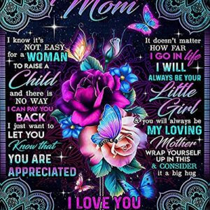 Gift for Mom Blanket Best for Mother Birthday from Daughter with I Love You Forever Letter Mother's Day Ultra-Soft Flannel Fleece Throw 60x50 Inch