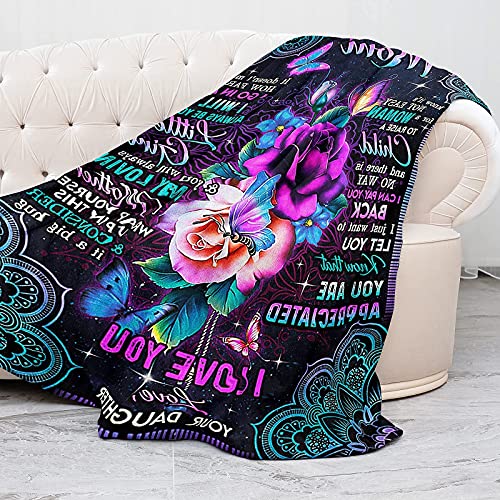 Gift for Mom Blanket Best for Mother Birthday from Daughter with I Love You Forever Letter Mother's Day Ultra-Soft Flannel Fleece Throw 60x50 Inch