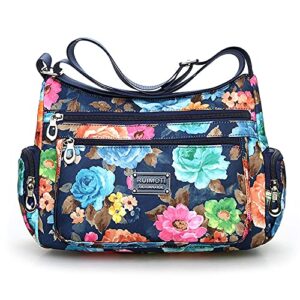 floral shoulder bag rural style fashion women bag european and american style vintage bag lightweight zippers messenger bag (ayaka)