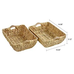 FairyHaus Wicker Baskets with Handles, Natural Wicker Basket for Organizing Shelves, Small Hand Woven Water Hyacinth Storage Baskets Set of 2, 14.96x10.04x5.12"