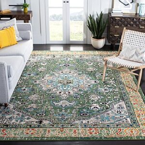 safavieh madison collection 8′ x 10′ green / turquoise mad474y boho distressed medallion non-shedding living room bedroom dining home office area rug