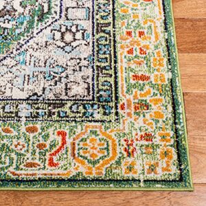 SAFAVIEH Madison Collection 8' x 10' Green / Turquoise MAD474Y Boho Distressed Medallion Non-Shedding Living Room Bedroom Dining Home Office Area Rug