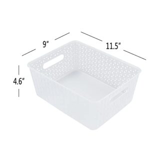 Yesdate Pack of 4 Storage Baskets, Plastic Weave Basket Bin, Clear, T