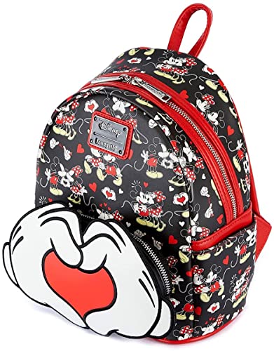 Loungefly Disney Mickey and Minnie Heart Hands Womens Double Strap Shoulder Bag Purse