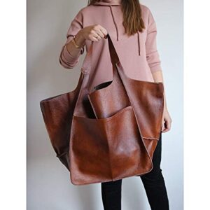 New Ladies Leather Satchel Tote Bag | Work Tote Bag Shoulder Bag Wallet Soft Messenger Bag Oversized Bag