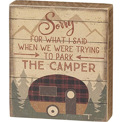 Primitives by Kathy Block Sign-Park The Camper, 3.5x4 inches, Multicolor