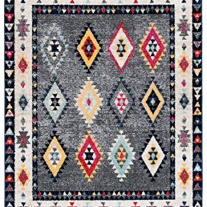 SAFAVIEH Adirondack Collection 8' x 10' Grey/Ivory ADR270F Boho Tribal Non-Shedding Living Room Bedroom Dining Home Office Area Rug